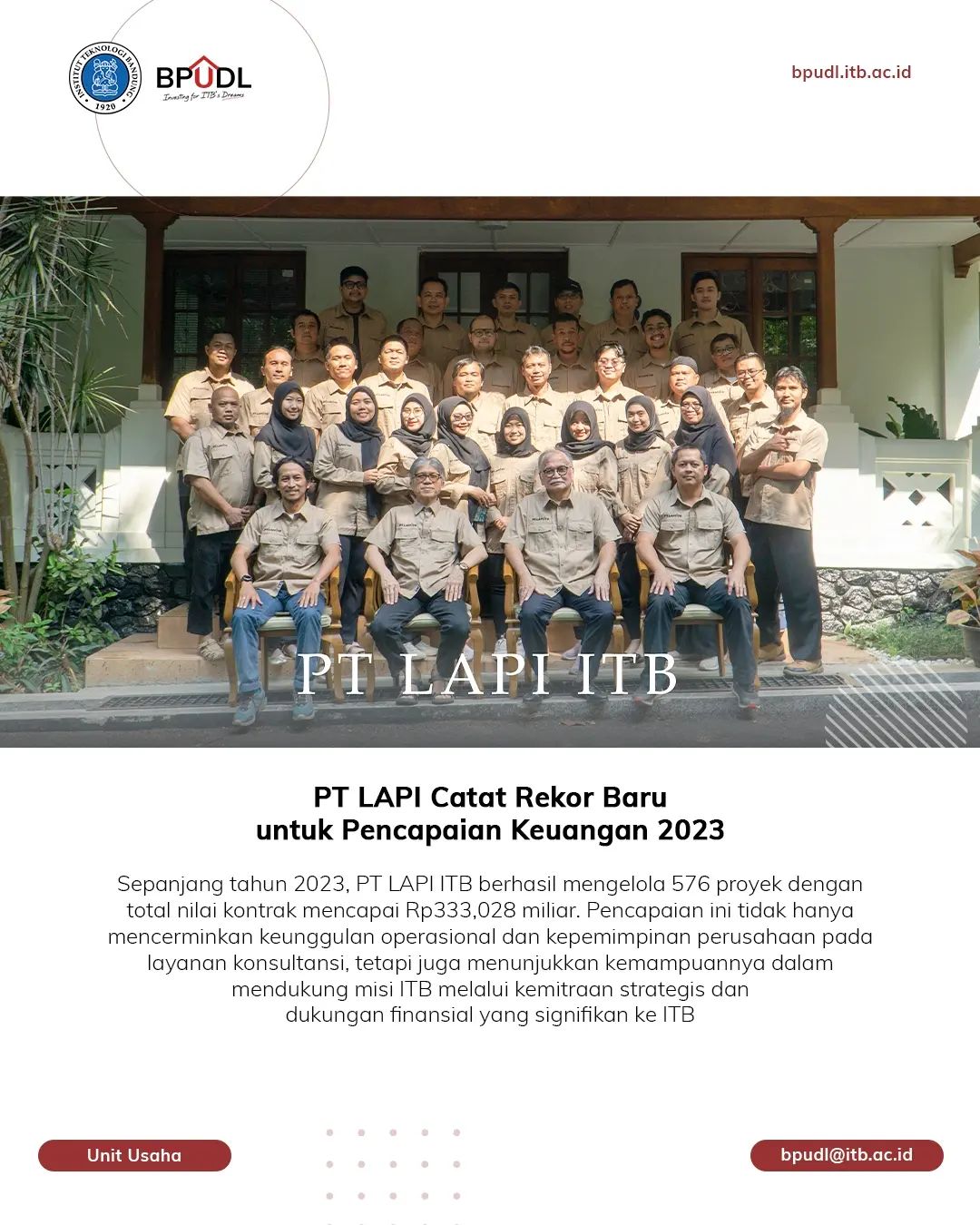 PT LAPI ITB bagikan Dividen sebesar Rp 11,88 Miliar | PT LAPI ITB ...