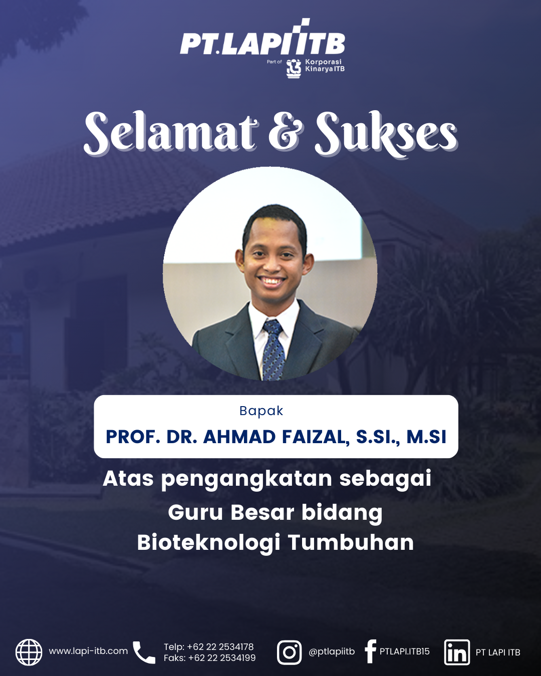 Congratulations and best wishes on the appointment of Prof. Dr. Ahmad ...